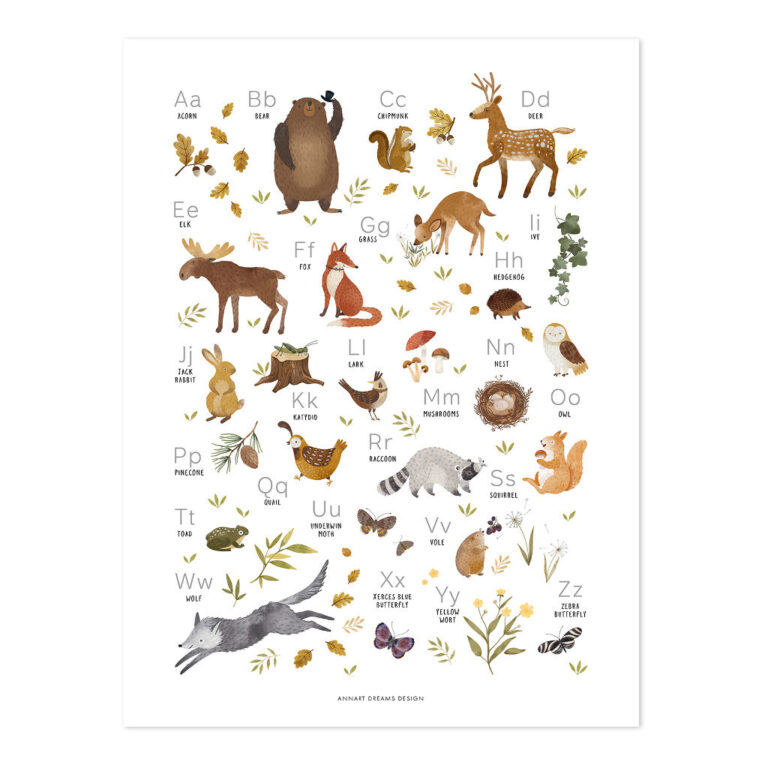 Bosdieren ABC Poster Norwood van Lilipinso kopen? ⋆ QIDDIE